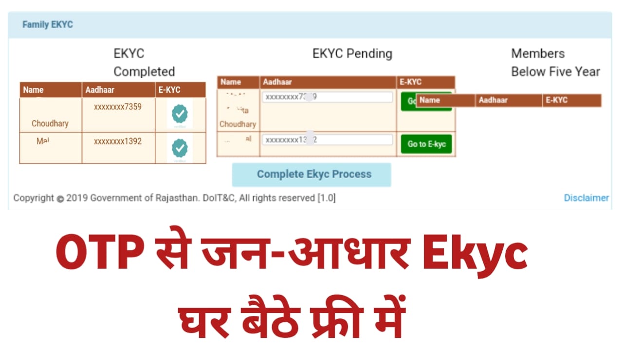 OTP Besad Jan Aadhaar Ekyc Update Process: जन आधार ईकेवाईसी घर बैठे ...